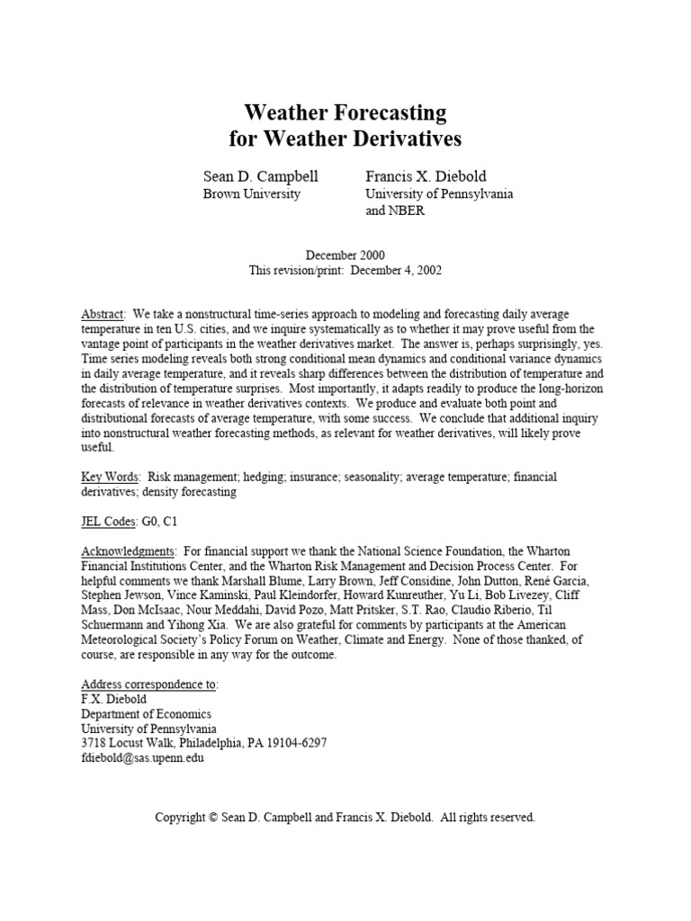 Weather Forecasting For Weather Derivatives 4grcps8xjr | PDF ...