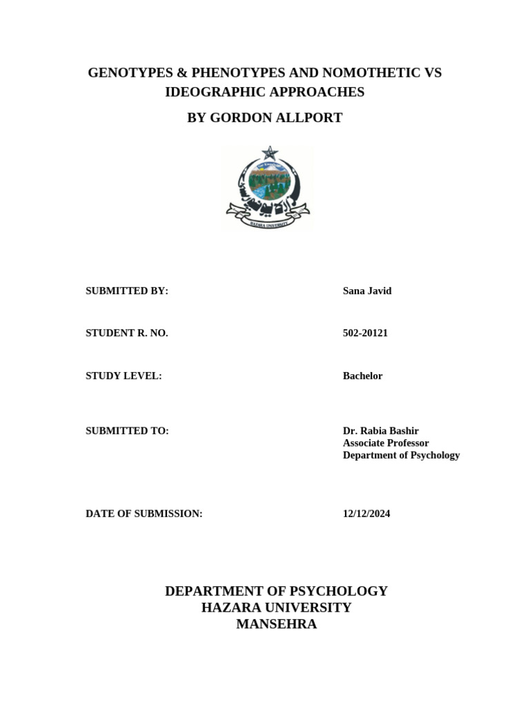 Assignment On Theories Pdf Phenotype Psychology