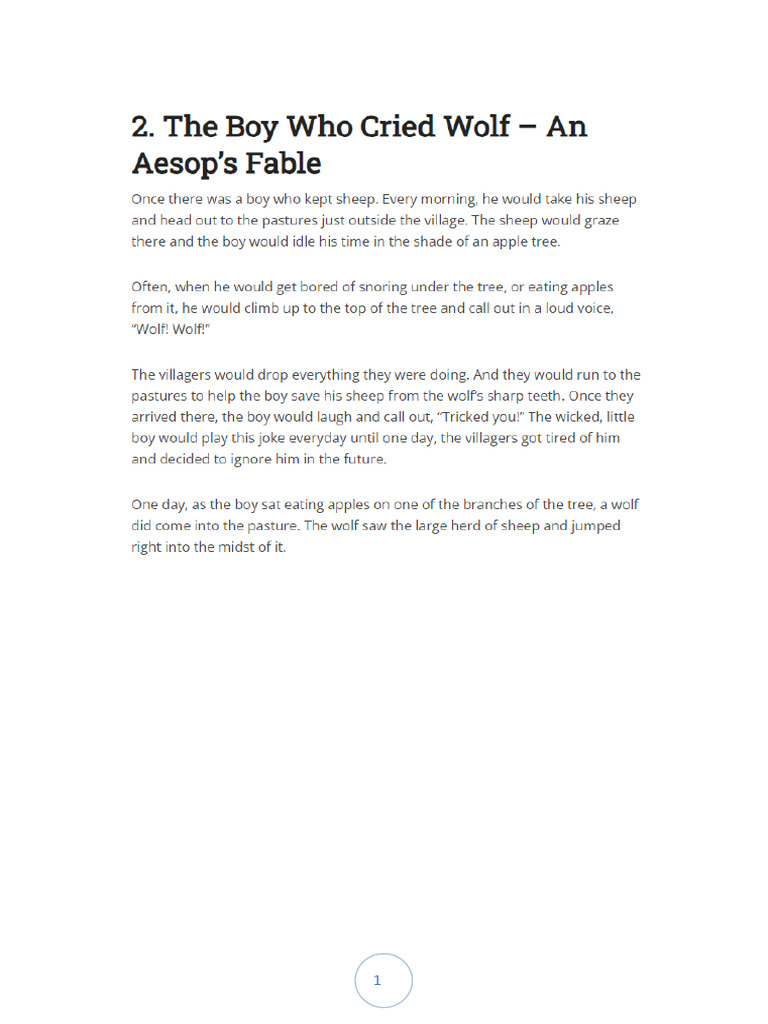 The Boy Who Cried Wolf | PDF