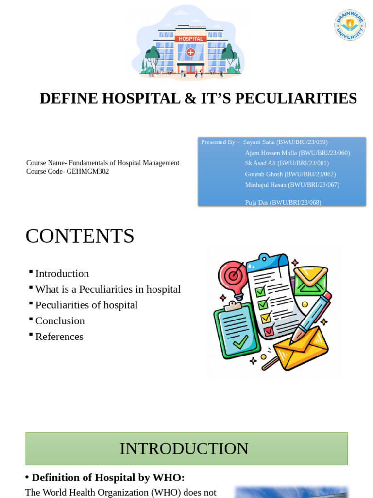 Defining Hospitals and Their Peculiarities | PDF | Hospital | Health Care