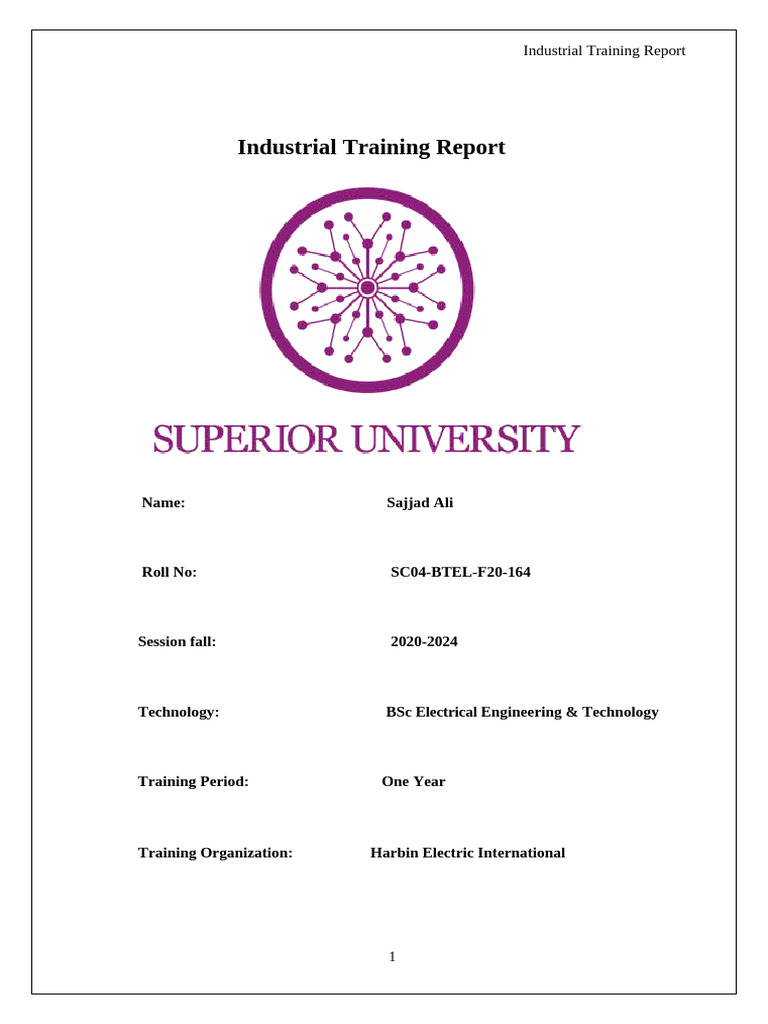 Industrial Training Report: Sajjad Ali | PDF | Electric Motor ...