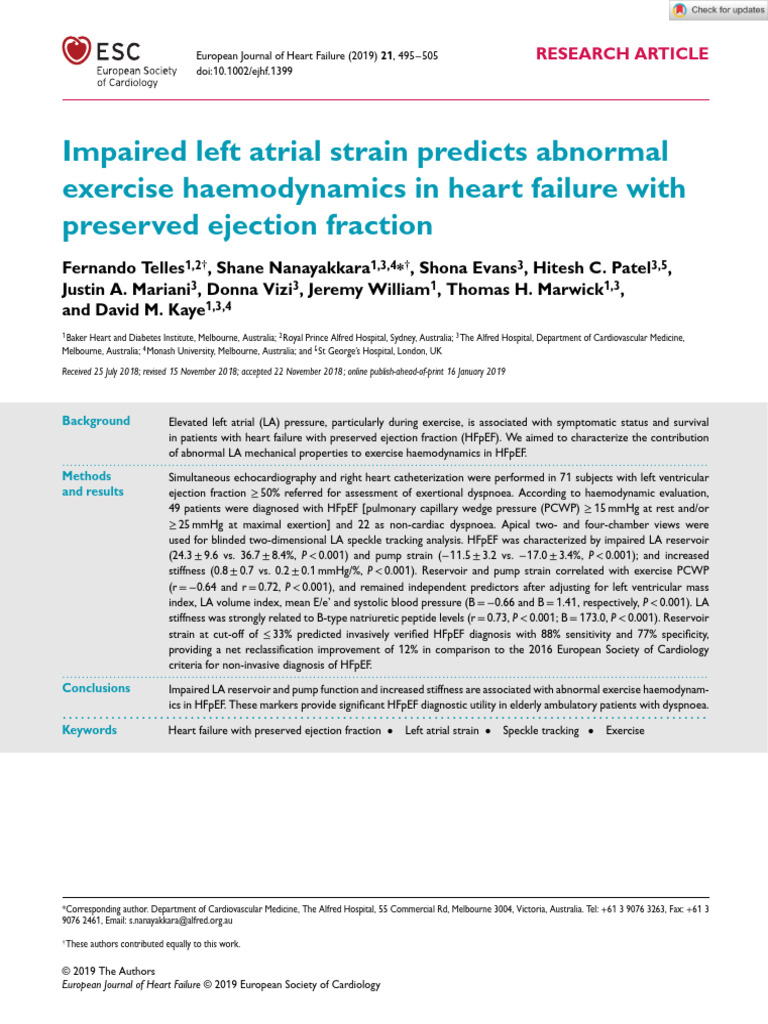 European J of Heart Fail - 2019 - Telles - Impaired Left Atrial Strain ...