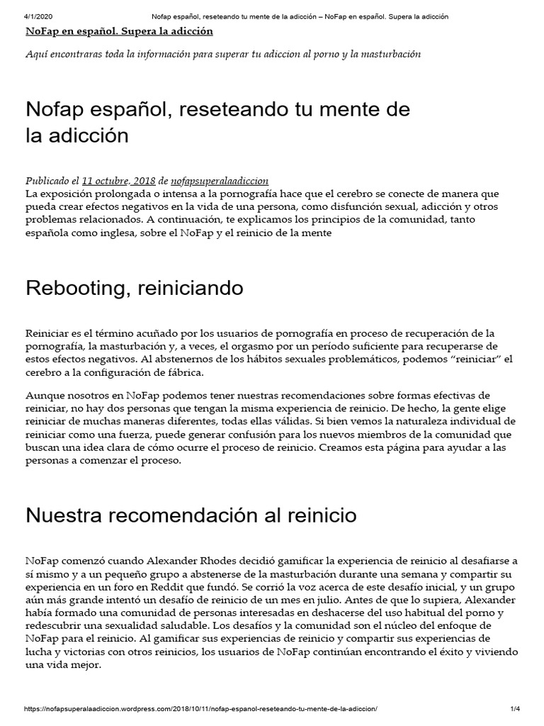 Nofap Español, Reseteando Tu Mente de La Adicción - NoFap en Español. Supera La Adicción | PDF ...