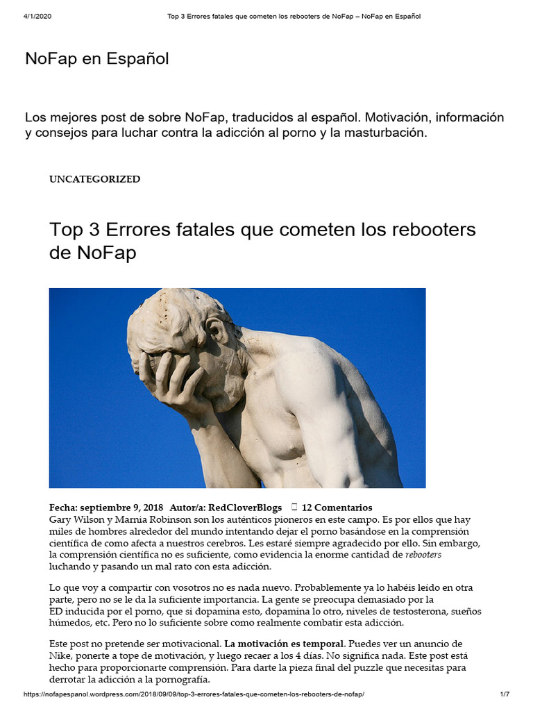 Top 3 Errores Fatales Que Cometen Los Rebooters de NoFap - NoFap en Español | PDF | Dolor