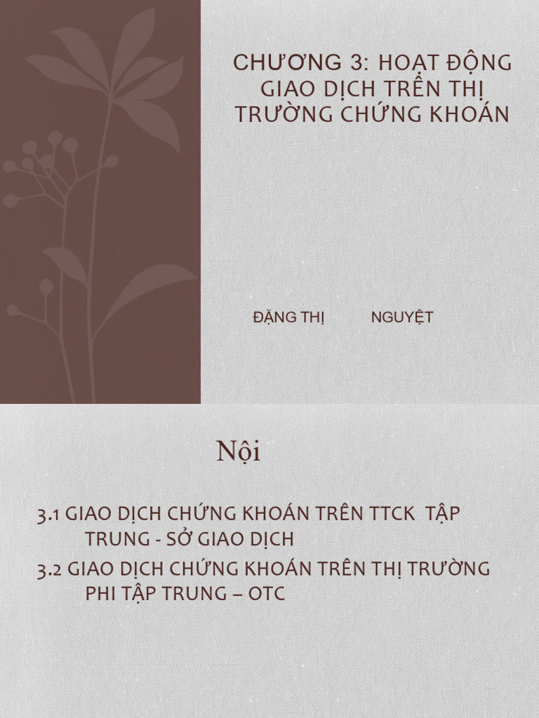 Bai Giang - Chuong 3 TTCK | PDF
