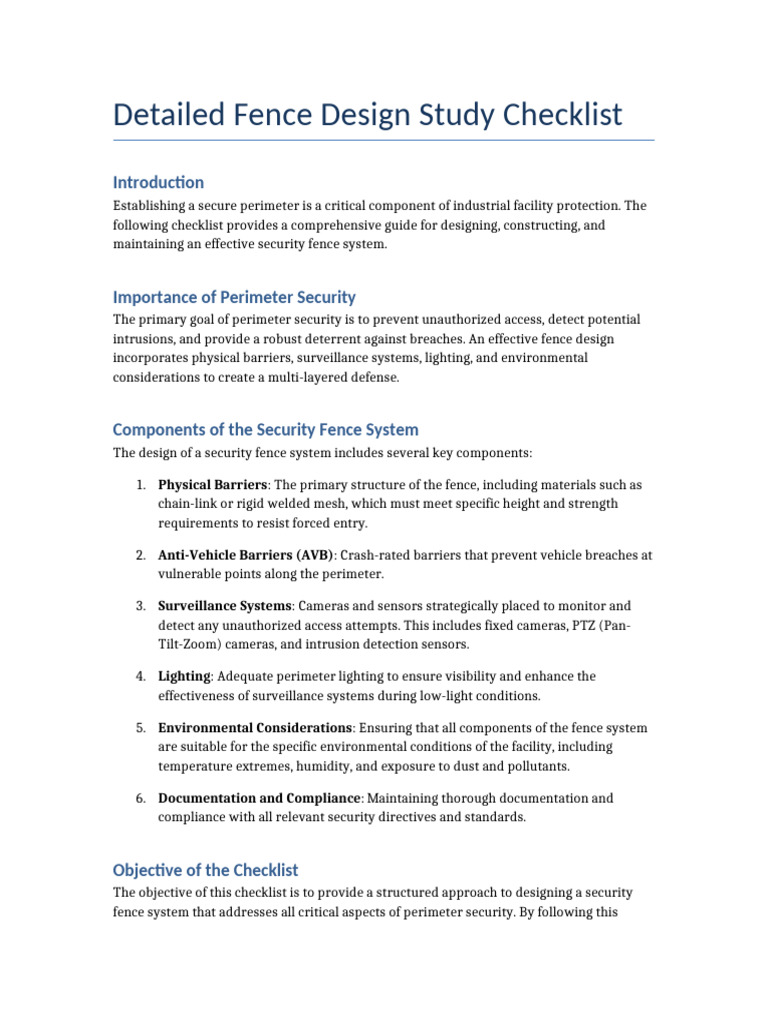 Fence Design Study Checklist | PDF | Fence | Lighting