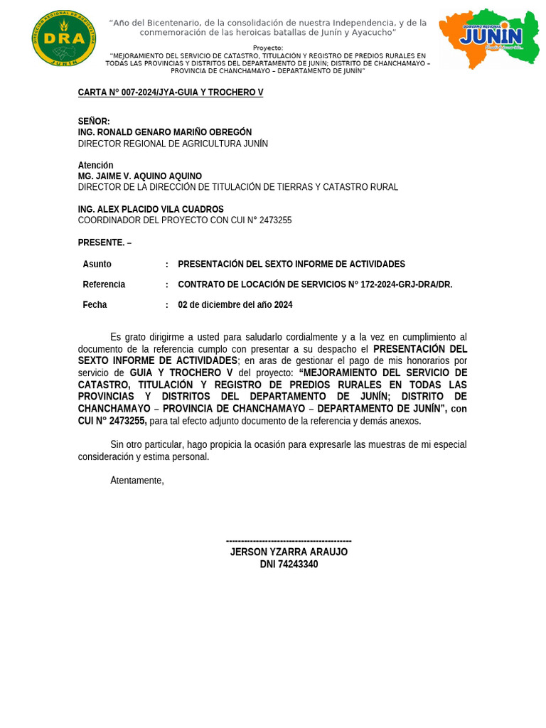 Sexto Informe de Jerson Yzarra | PDF | Presupuesto