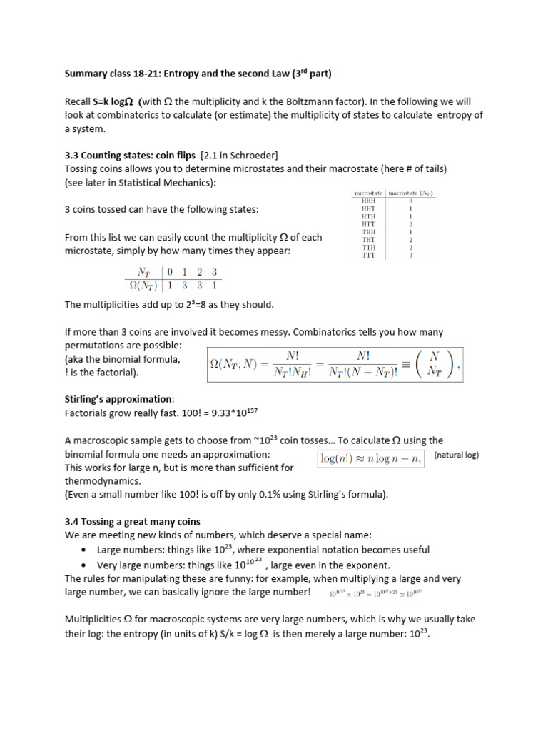 Summary Classes 18-21 (1) | PDF | Entropy | Temperature