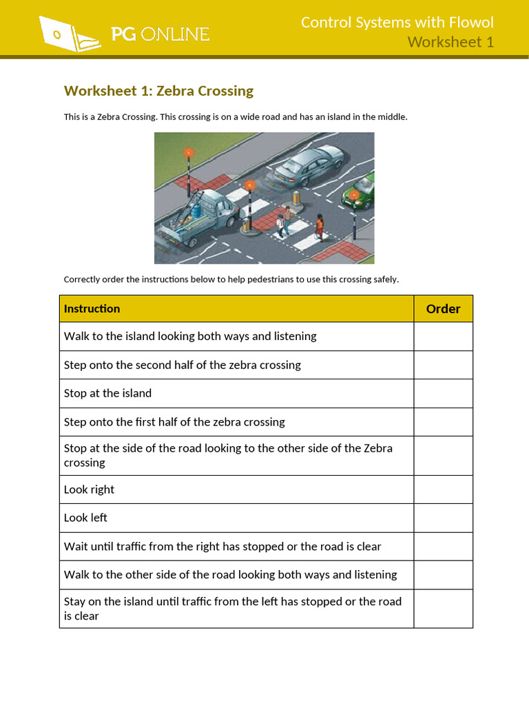 Flowol Worksheet 1 Zebra Crossing | PDF Flowol Worksheet 1 Zebra Crossing | PDF