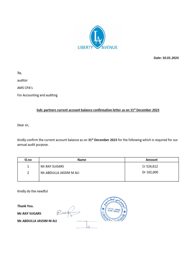 Partners Confirmations Letter LA | PDF