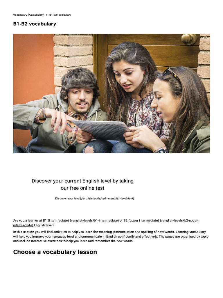 B1-B2 English Vocabulary Resources | PDF | Educational Technology ...