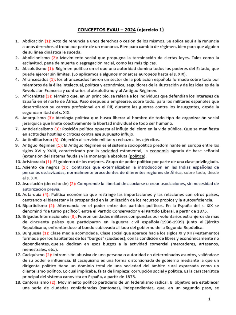 97 Conceptos Evau 2025 | PDF | España | Gobierno