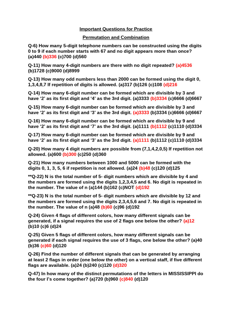 Important Math Questions For Practice - RBE Material | PDF | Arithmetic ...