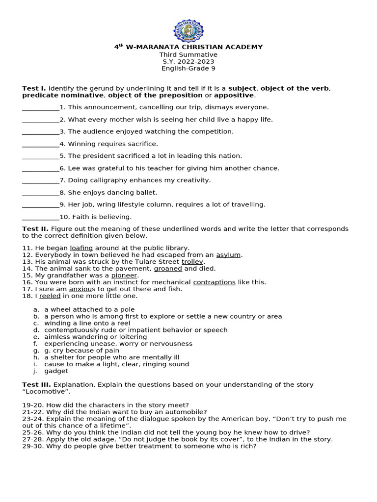 3rd summative English 9 | PDF