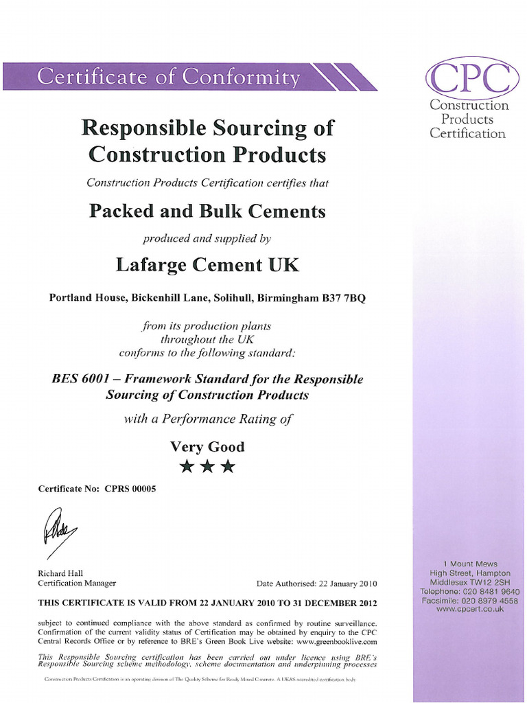 Lafarge Cement UK Responsible Sourcing | PDF