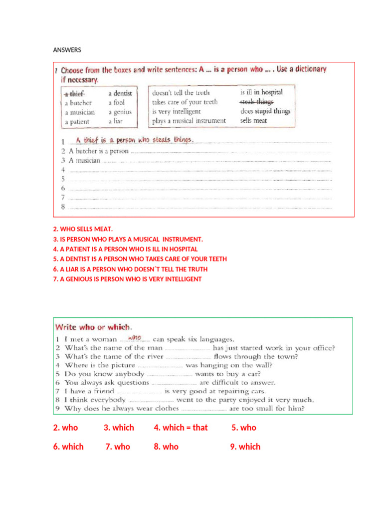 Exercise Relative Clauses | PDF