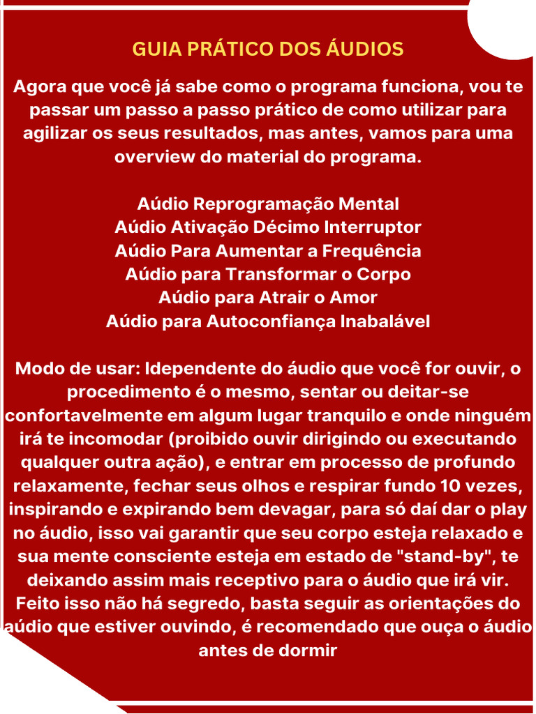 Guia Pratico Dos Audios | PDF | Som | Dormir