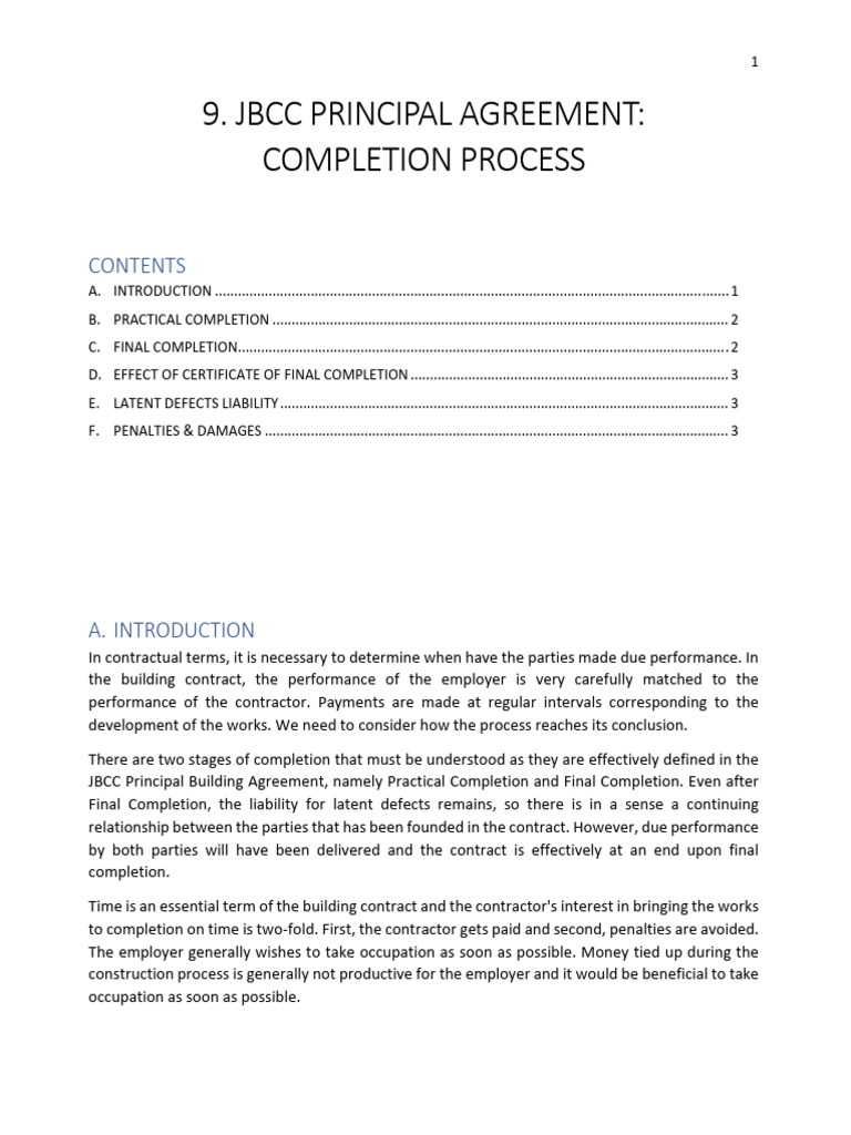 JBCC Pba - Completion Process | PDF | Breach Of Contract | Damages