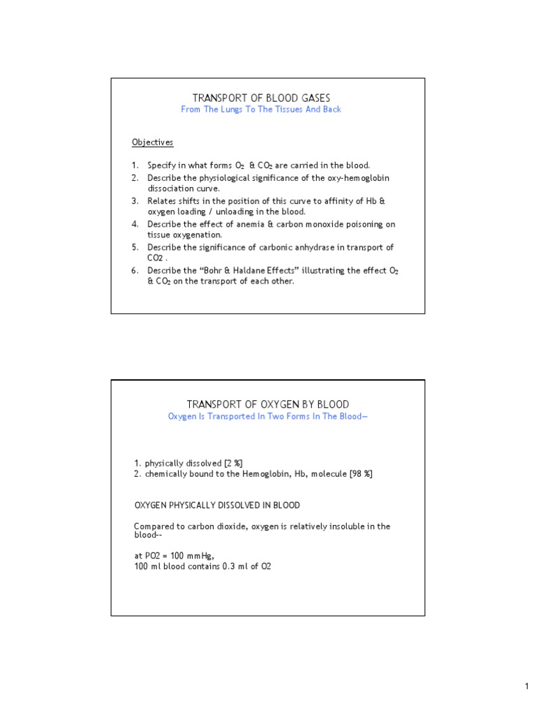 Blood Gas Transport | PDF