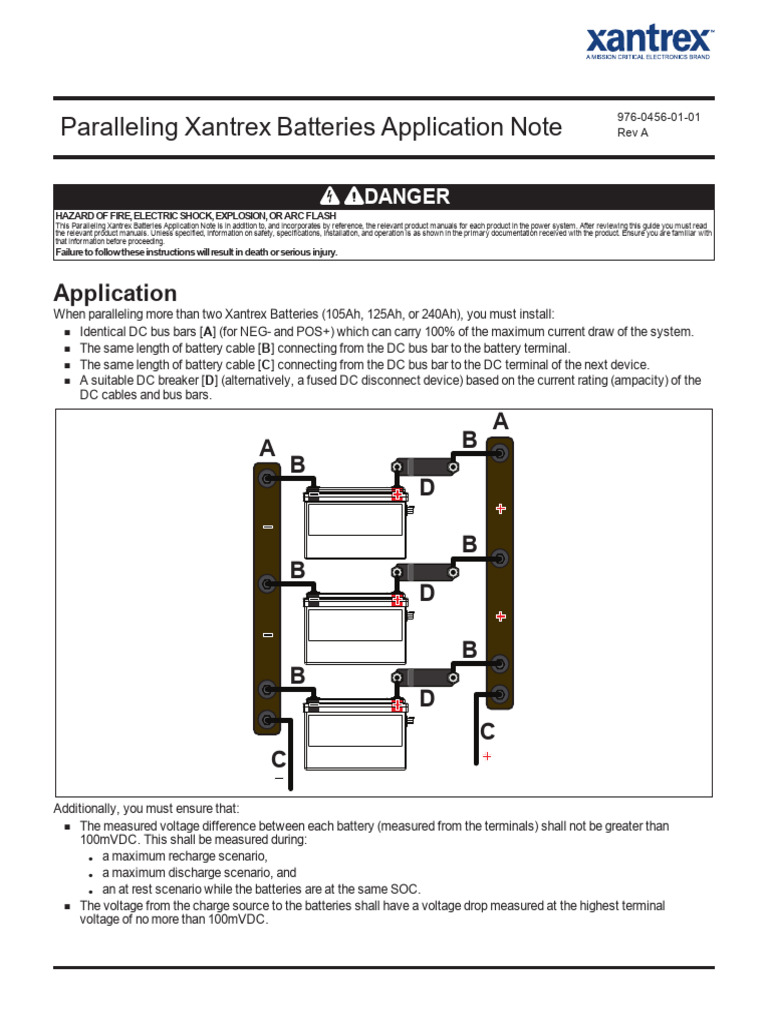 Parallel Batteries Application Note 976 0456 01 01 - Rev A | PDF ...