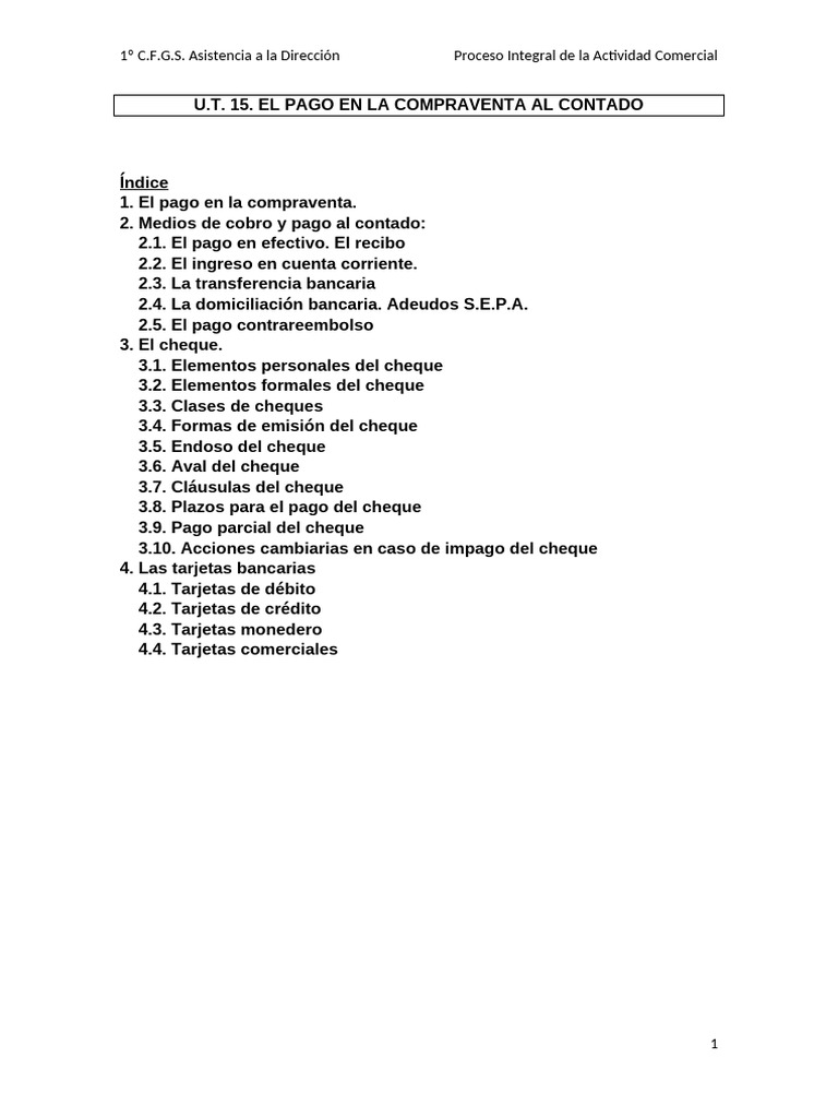 Formas de Pago al Contado en Compras | PDF | Cheque | Bancos