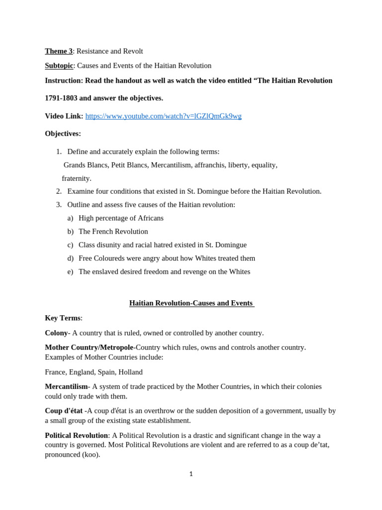 Causes of the Haitian Revolution Explained | PDF | Slavery | Haiti