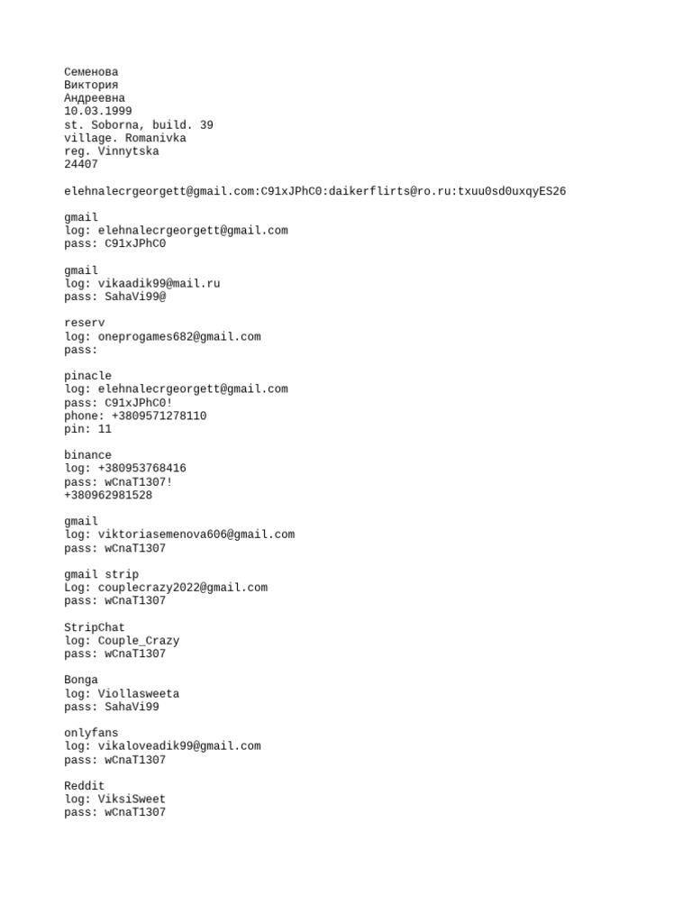 Personal Data and Login Credentials | PDF