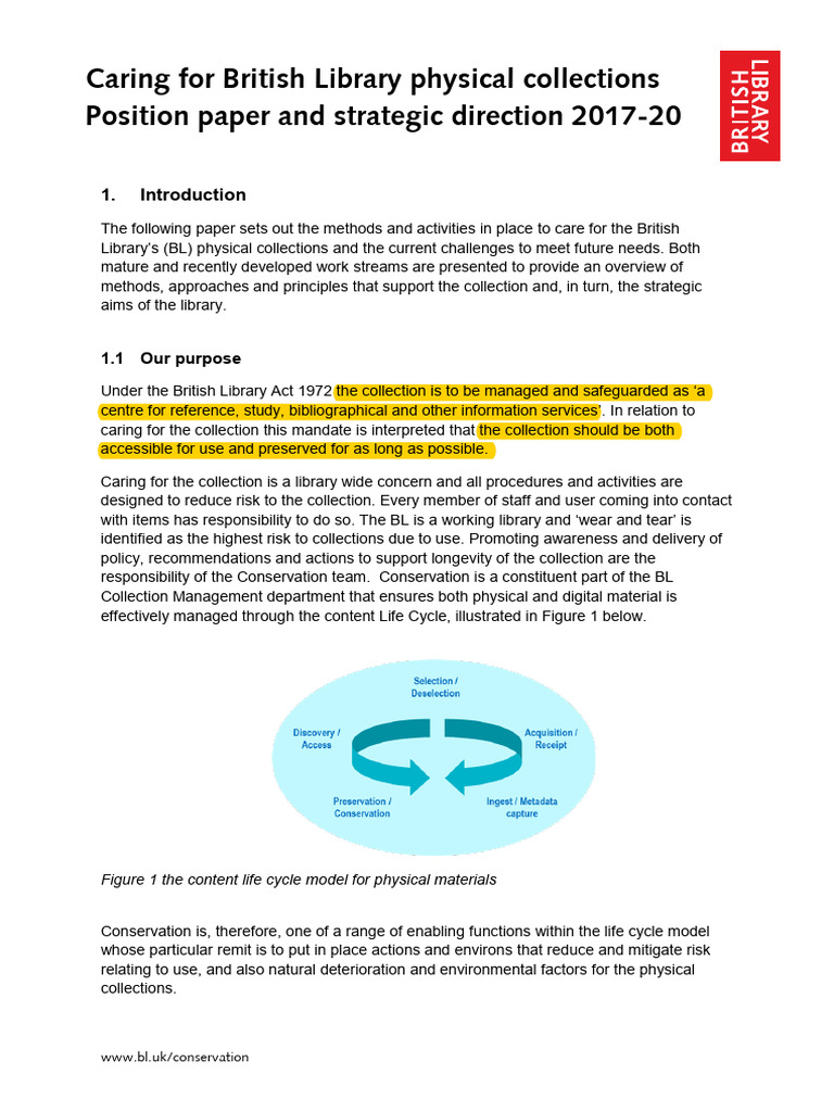British Library Conservation Strategy 2017-20 | PDF | Libraries | Risk