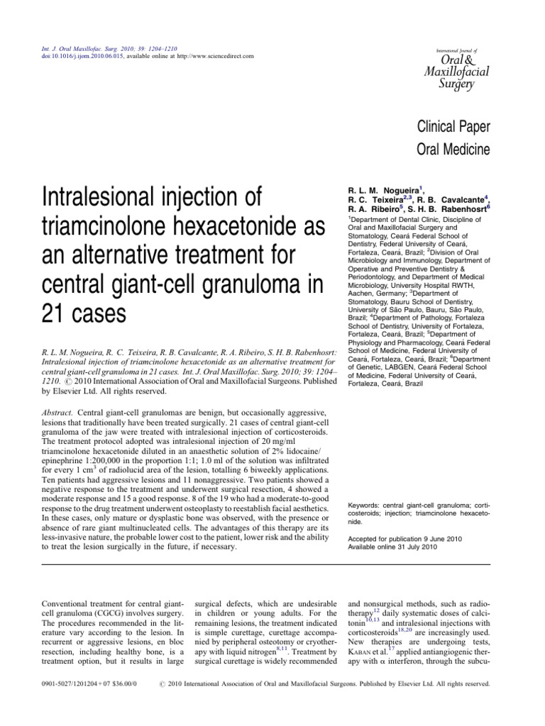 Intralesional injection of triamcinolone hexacetonide as an alternative ...