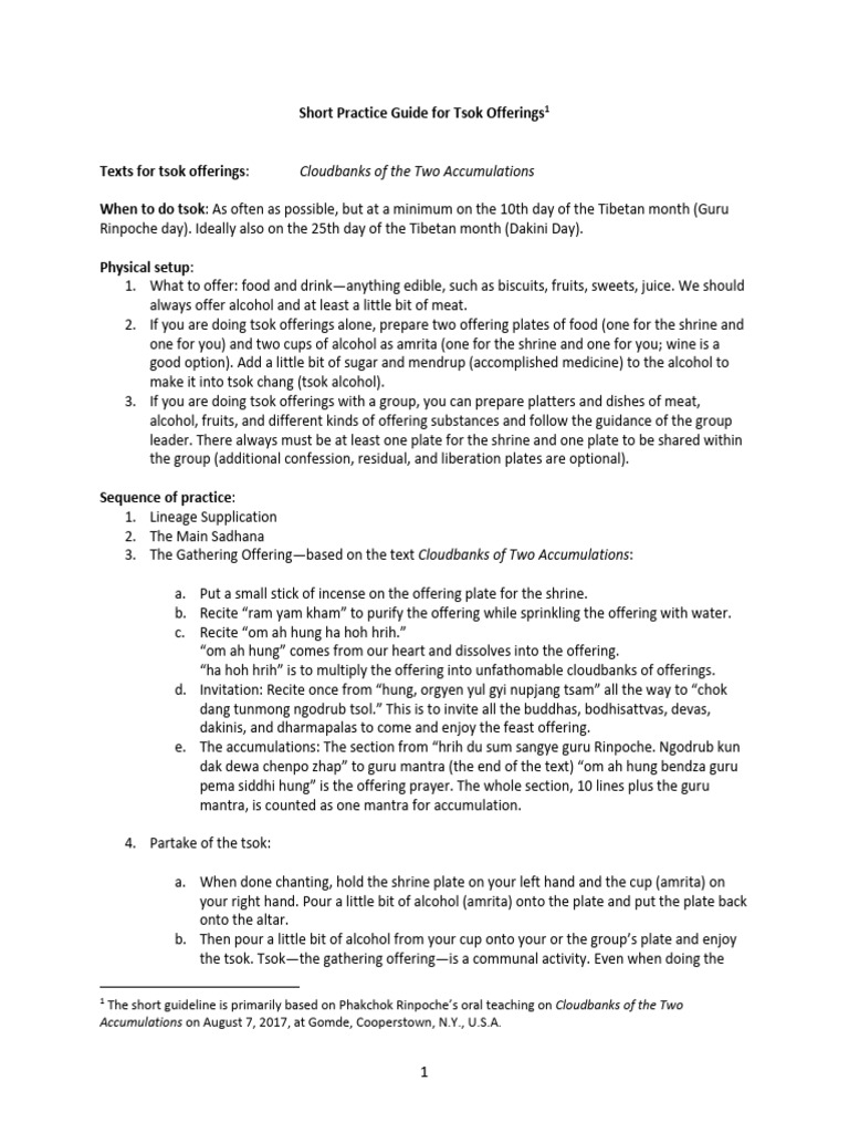 Short Practice Guide For Tsok Offerings | PDF | Tantra | Indian Religions