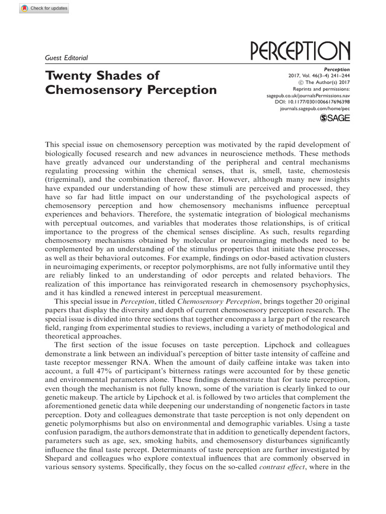 Lundstrom Et Al 2017 Twenty Shades of Chemosensory Perception | PDF ...