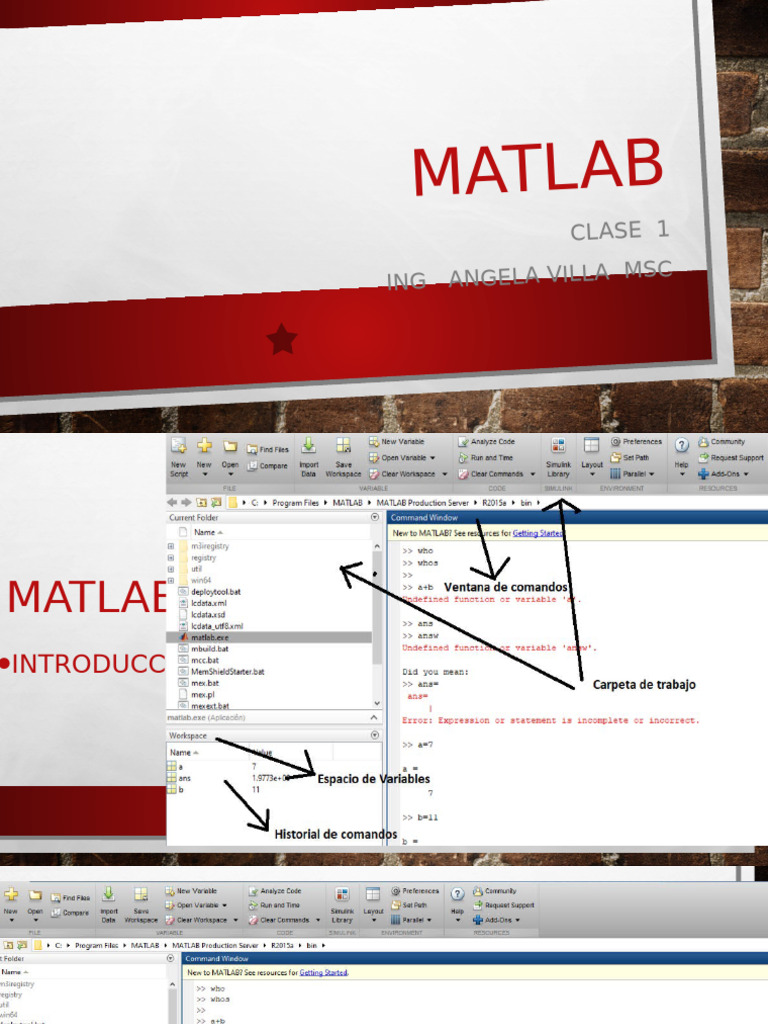 Matlab Clase 1 | PDF | Matriz (Matemáticas) | Variable (Matemáticas)