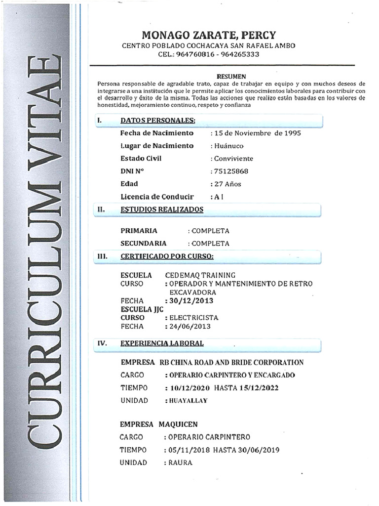 Experiencia Laboral en Carpintería | PDF