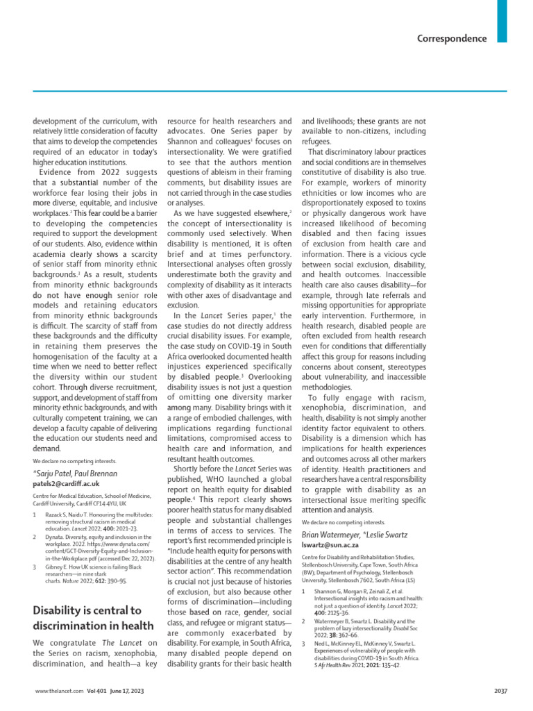 Disability's Role in Health Discrimination | PDF | Disability | Health ...