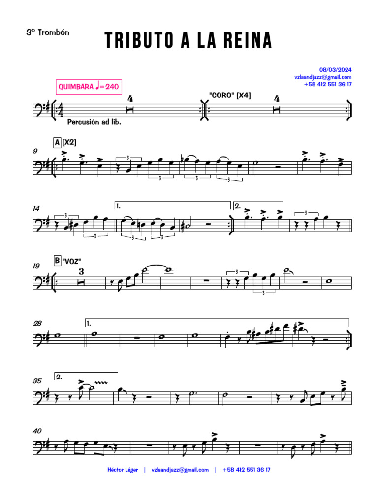 TRIBUTO A LA REINA - 3º Trombón | PDF