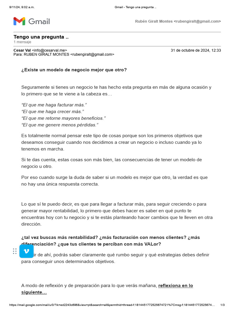 Gmail - Tengo Una Pregunta | PDF