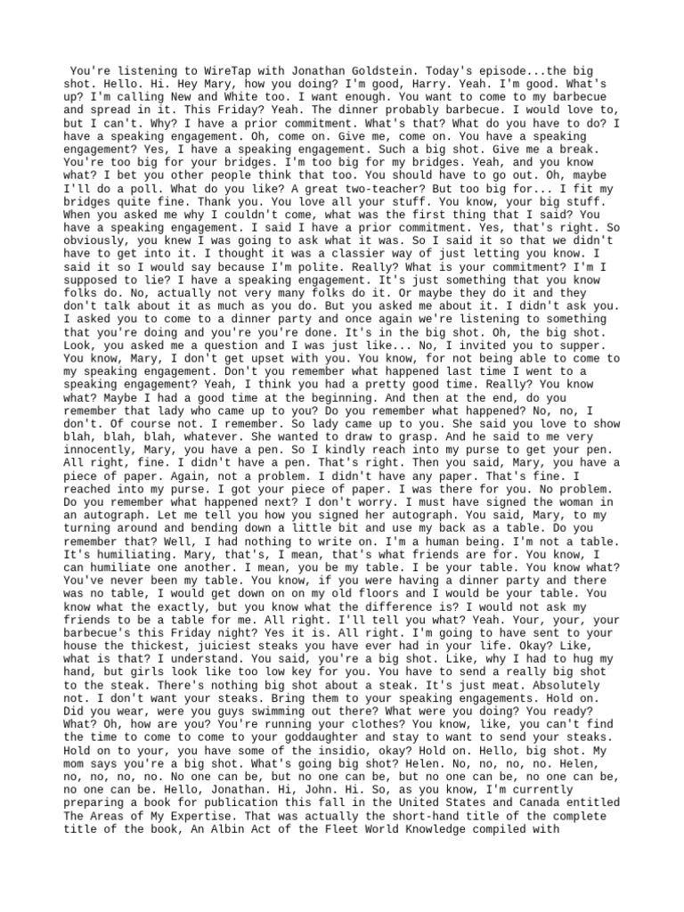 WireTap: Big Shot & 700 Hobo Names | PDF