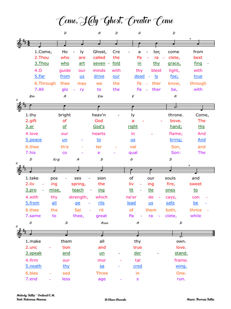 Evening Prayer - Pentecost - Come Holy Ghost Creator Come | PDF