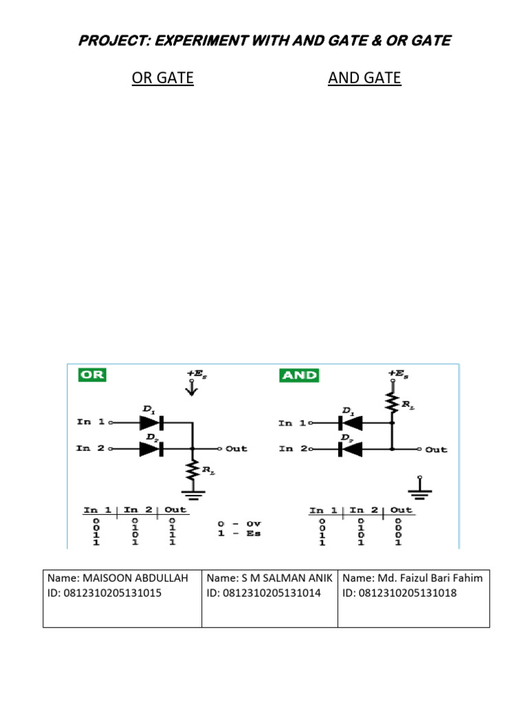 And Or Gate Experiment Project Pdf
