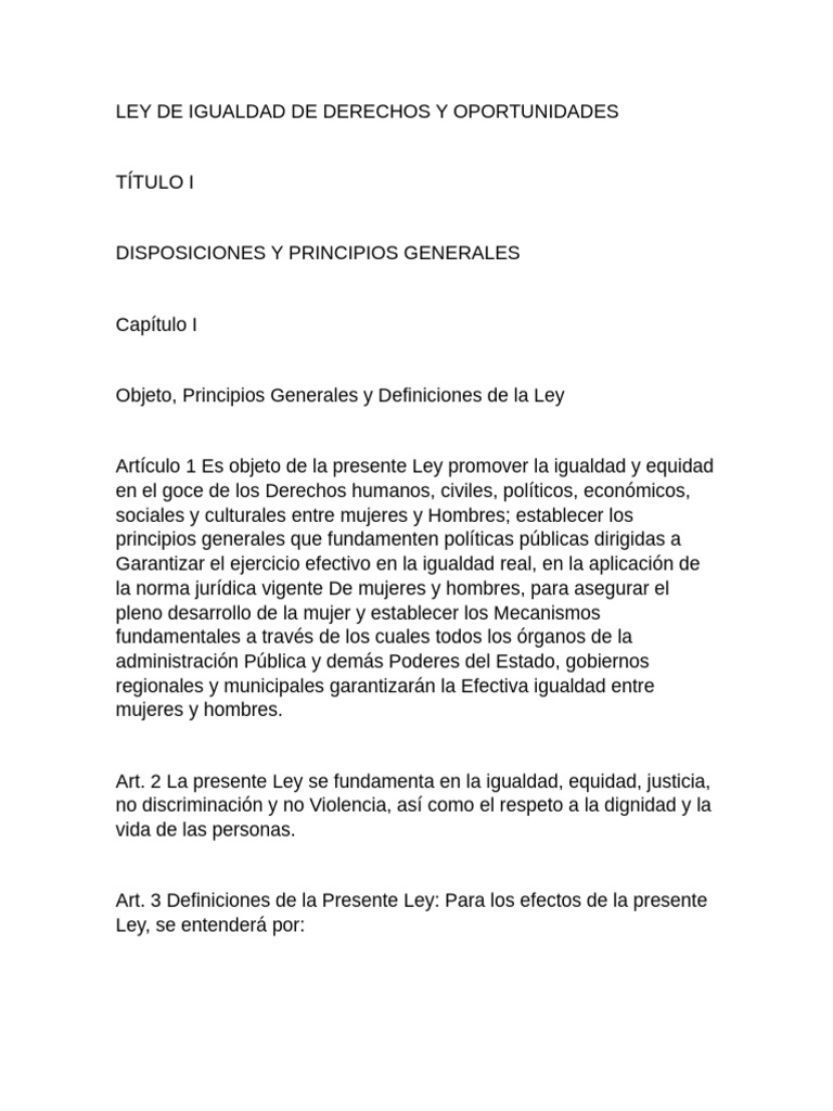 Ley 648 | PDF | Igualdad de género | Estudios de género