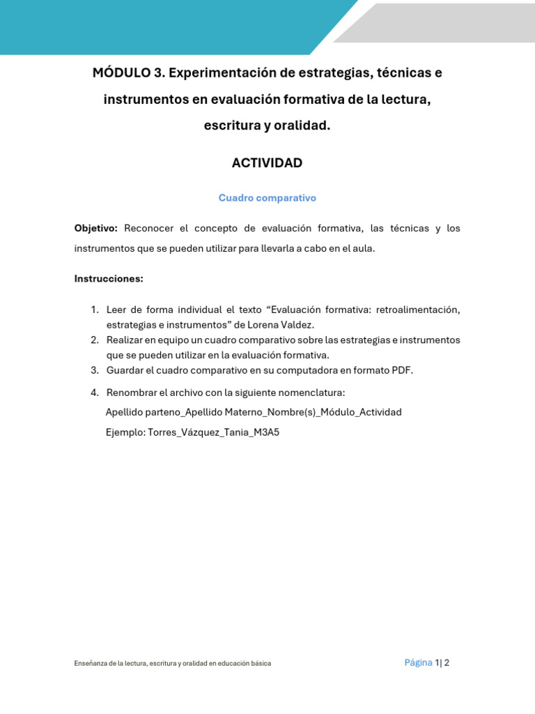 ACTIVIDAD 3 M3 - Enseñanza de La Lectura, Escritura y Oralidad en ...