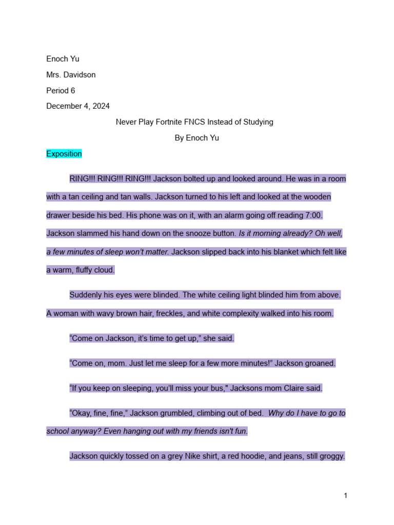 7th Grade Narrative Final Draft | PDF | Classroom