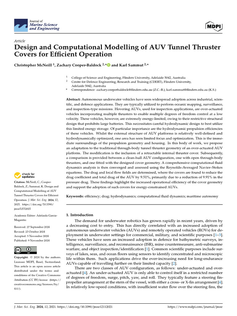Design and Computational Modelling of AUV Tunnel T | PDF | Rocket ...