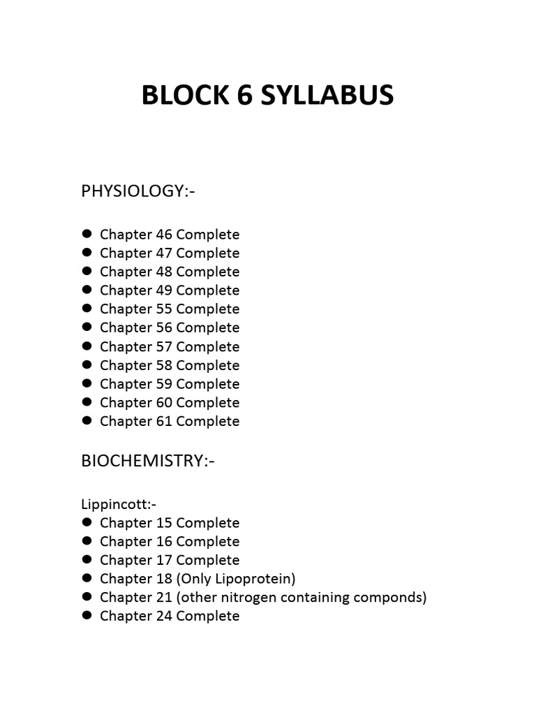 BLOCK 6 SYLLABUS | PDF