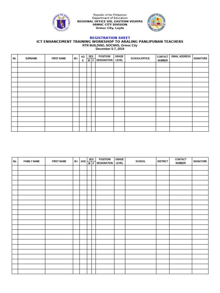 Training Registration Sheet | PDF