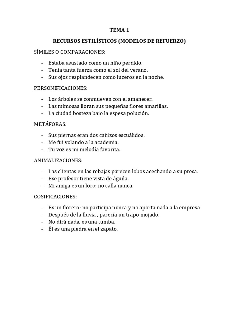 Recursos Estilísticos y Ejercicios Prácticos | PDF