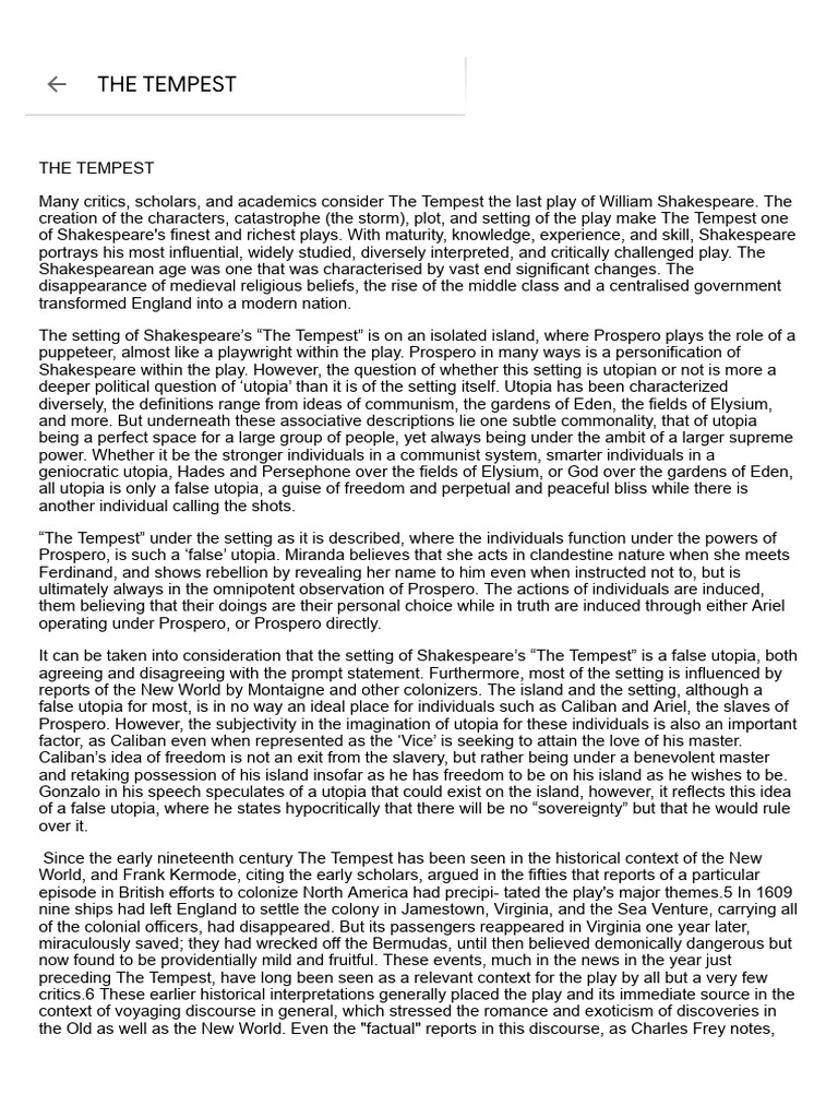 THE TEMPEST | PDF | The Tempest