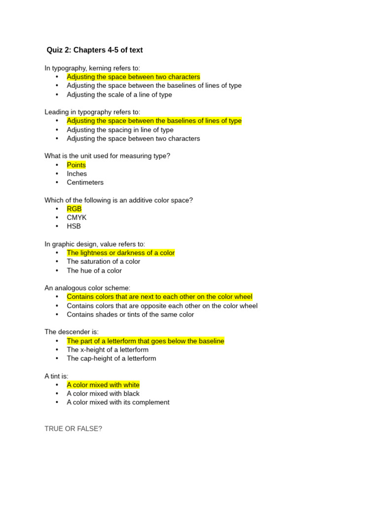Quiz Chapters 4 - 5 | PDF