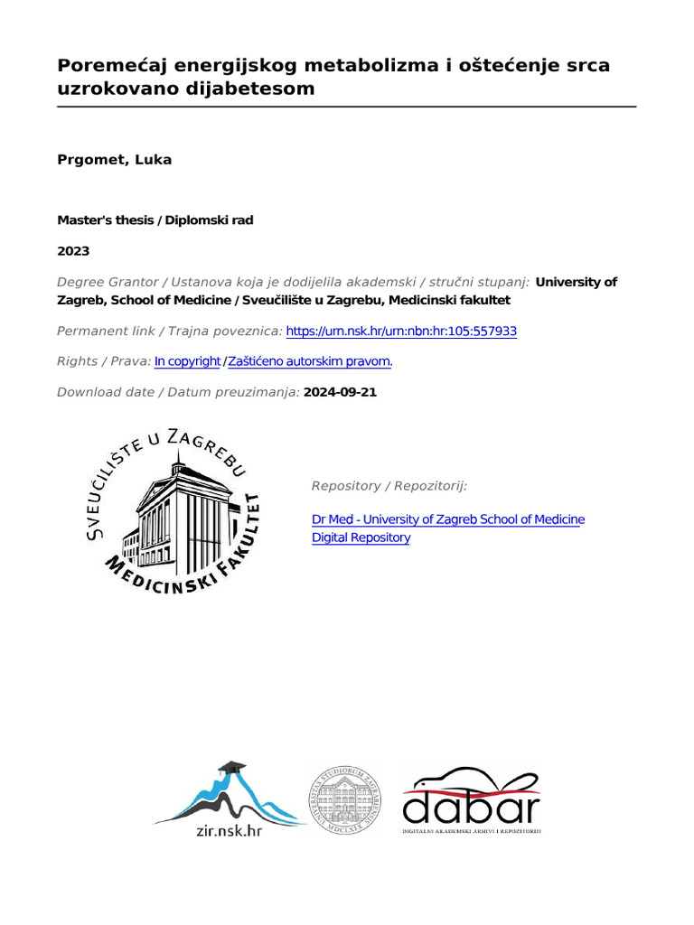 Prgomet Luka Poremecaj Energijskog Metabolizma I Ostecenje Srca ...