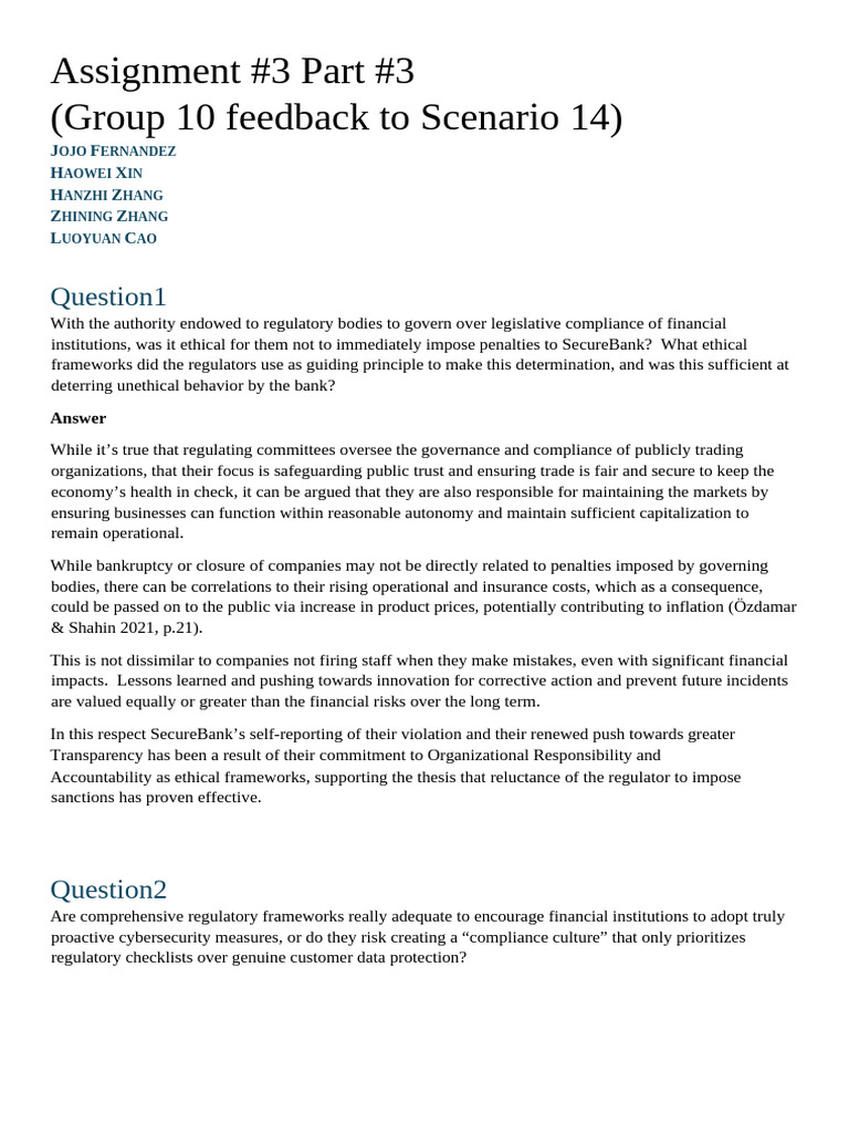 CS7212 Assignment 3 Part 3 - Group 10 | PDF | Regulatory Compliance ...